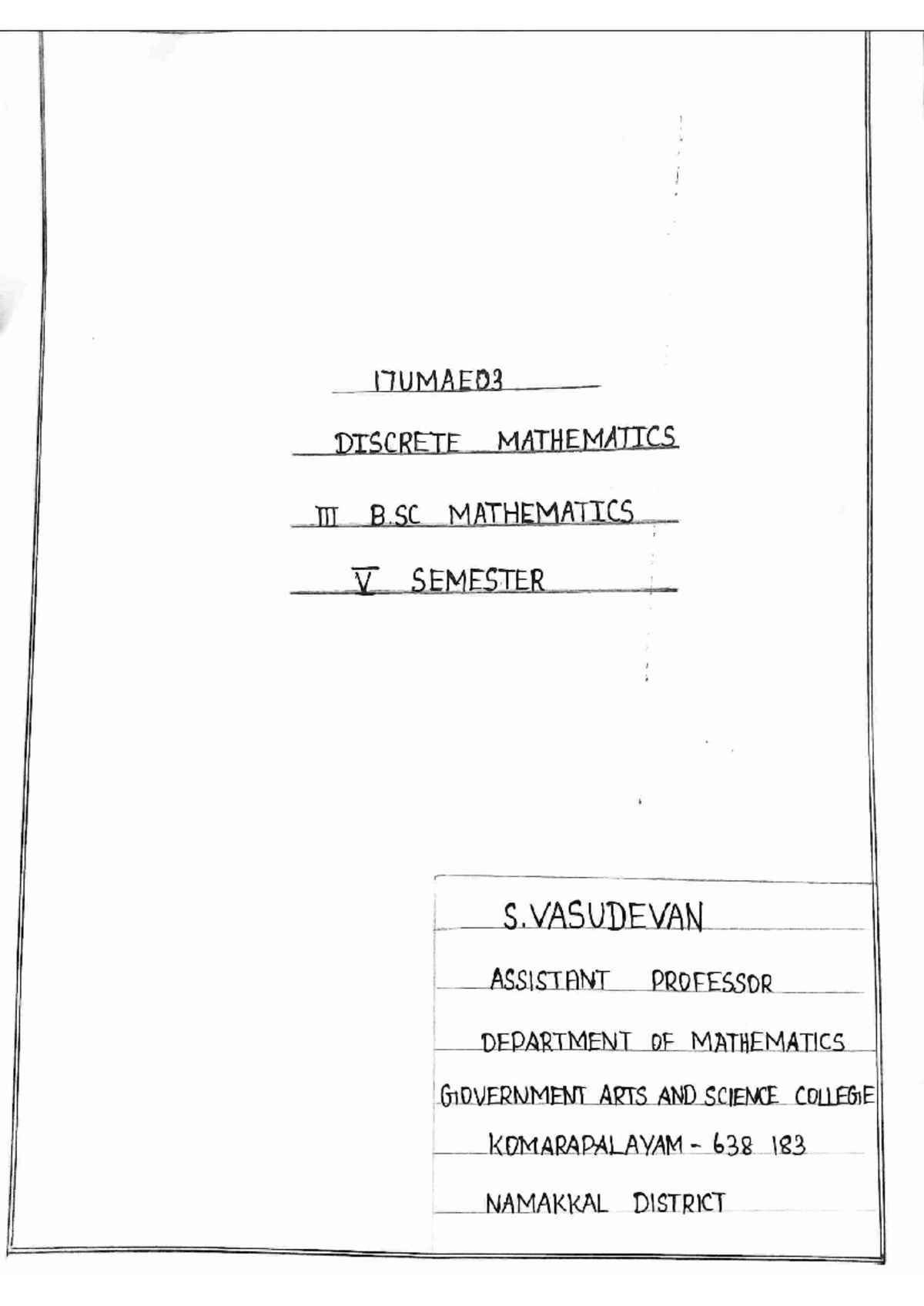 17UMAE03 Discrete Mathematics UNIT-II - Computer Science and Engineering - Studocu