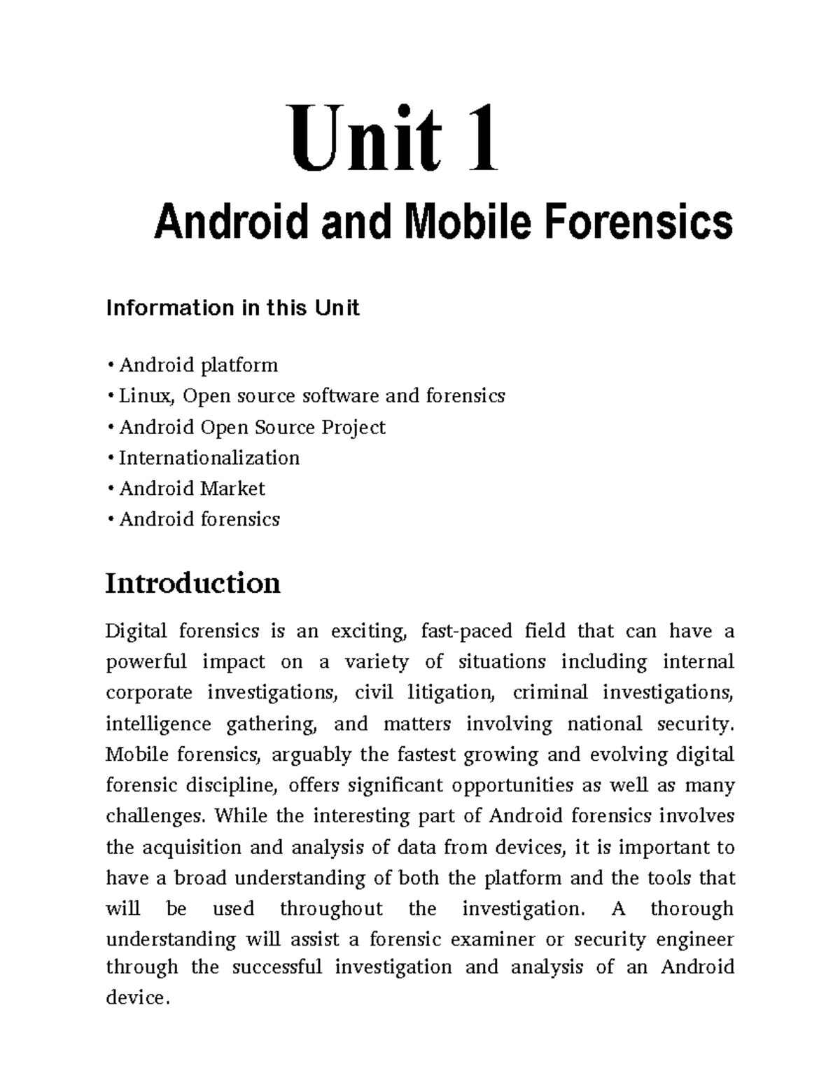 Unit 1 Notes - Mobile forensic - Introduction Information in this Unit ...