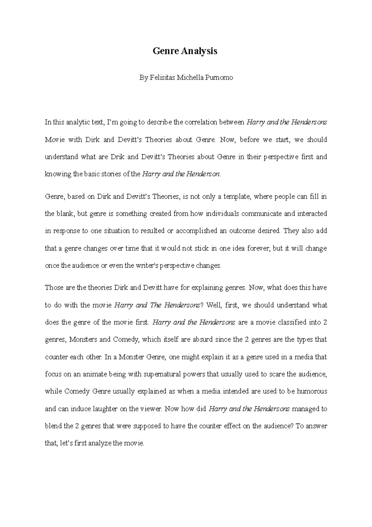 Genre Analysis (Felice) - Genre Analysis By Felisitas Michella Purnomo ...