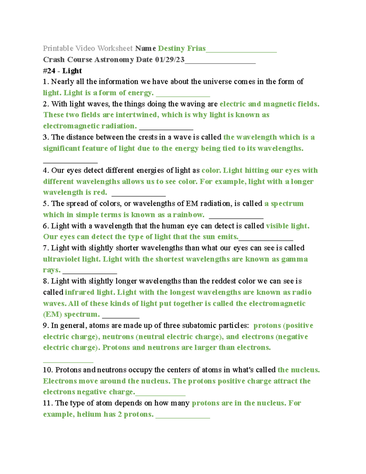 Cca #24 - These were fill in the blank notes done outside of class. The ...