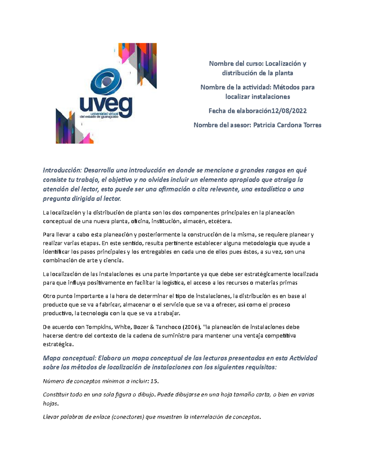 Analizando - La localización de las instalaciones es una parte ...