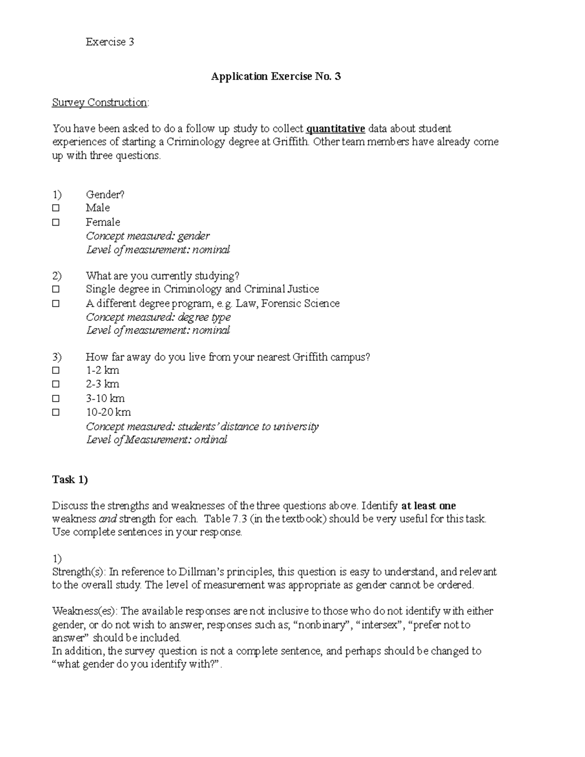 Application Exercis 3 (SD) - Exercise 3 Application Exercise No. 3 Survey Construction: You have ...