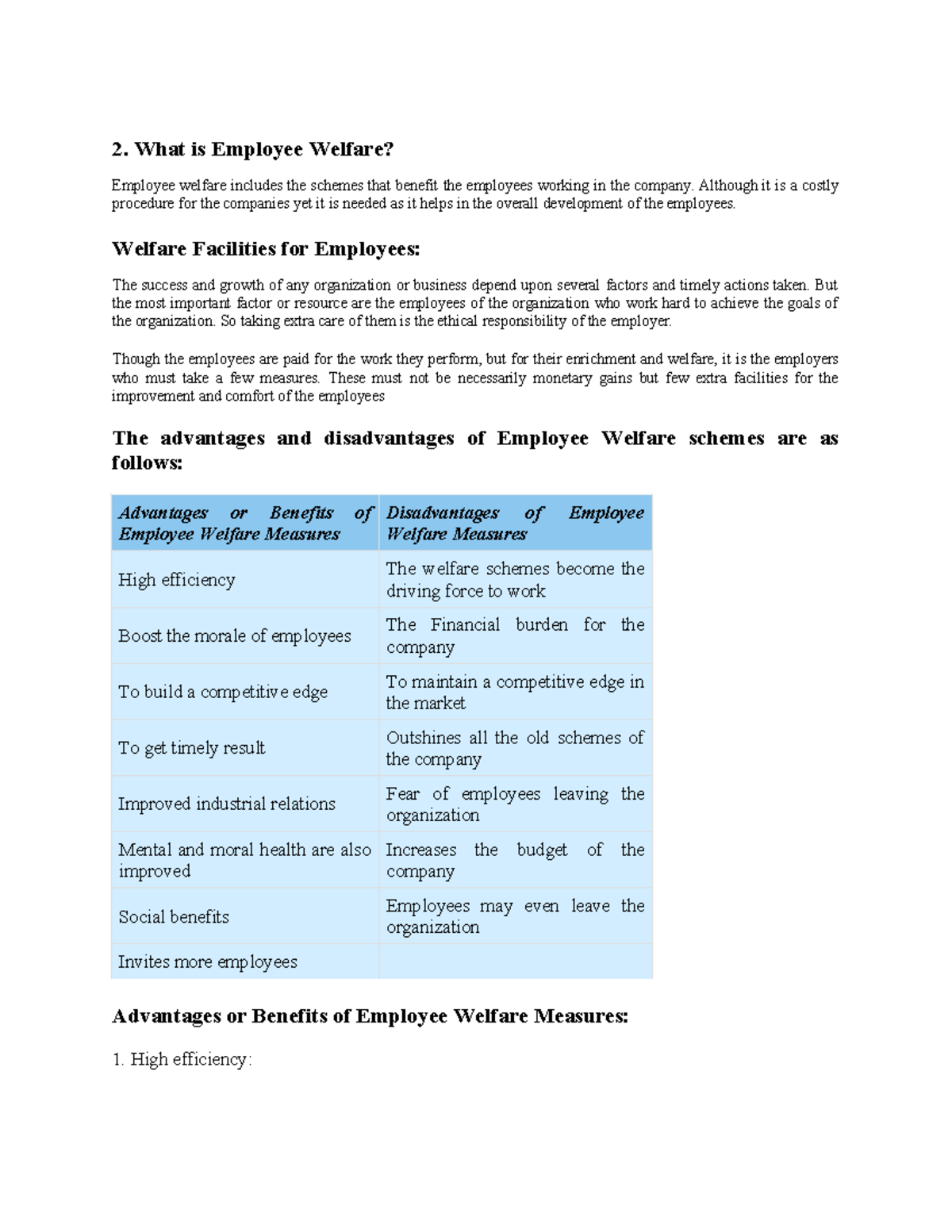 2 Merits and Demerits of the welfare measures - 2. What is Employee Welfare? Employee welfare ...