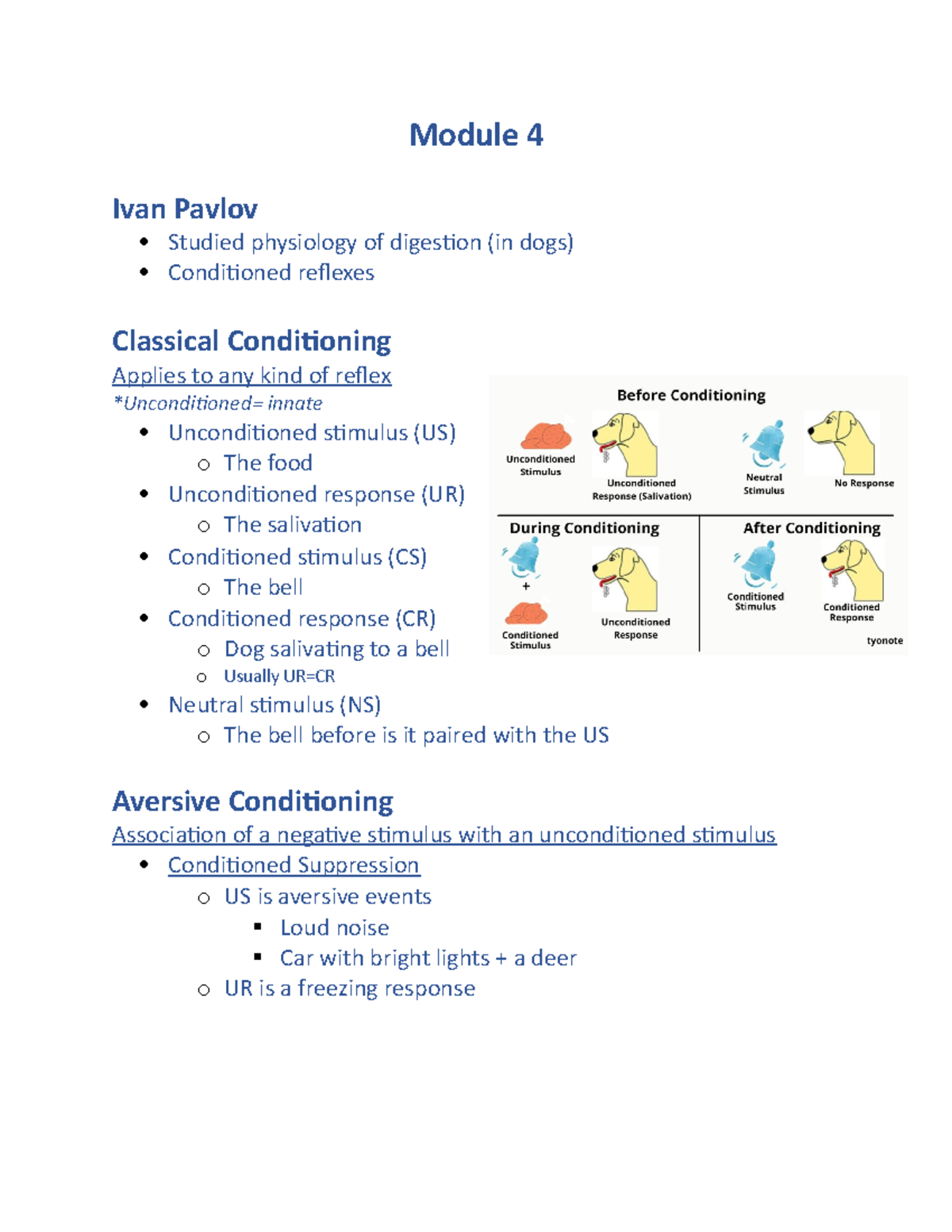 Module 4-Classical Conditioning - Module 4 Ivan Pavlov Studied physiology of digestion (in dogs ...