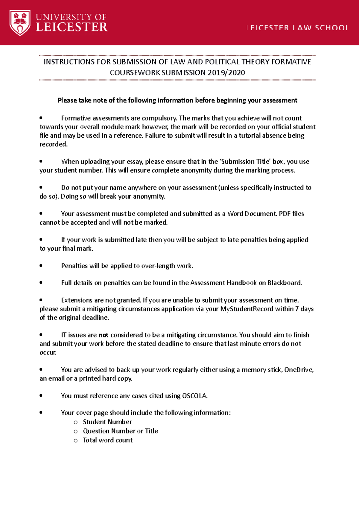 LPT formative essay titles and instructions - INSTRUCTIONS FOR ...