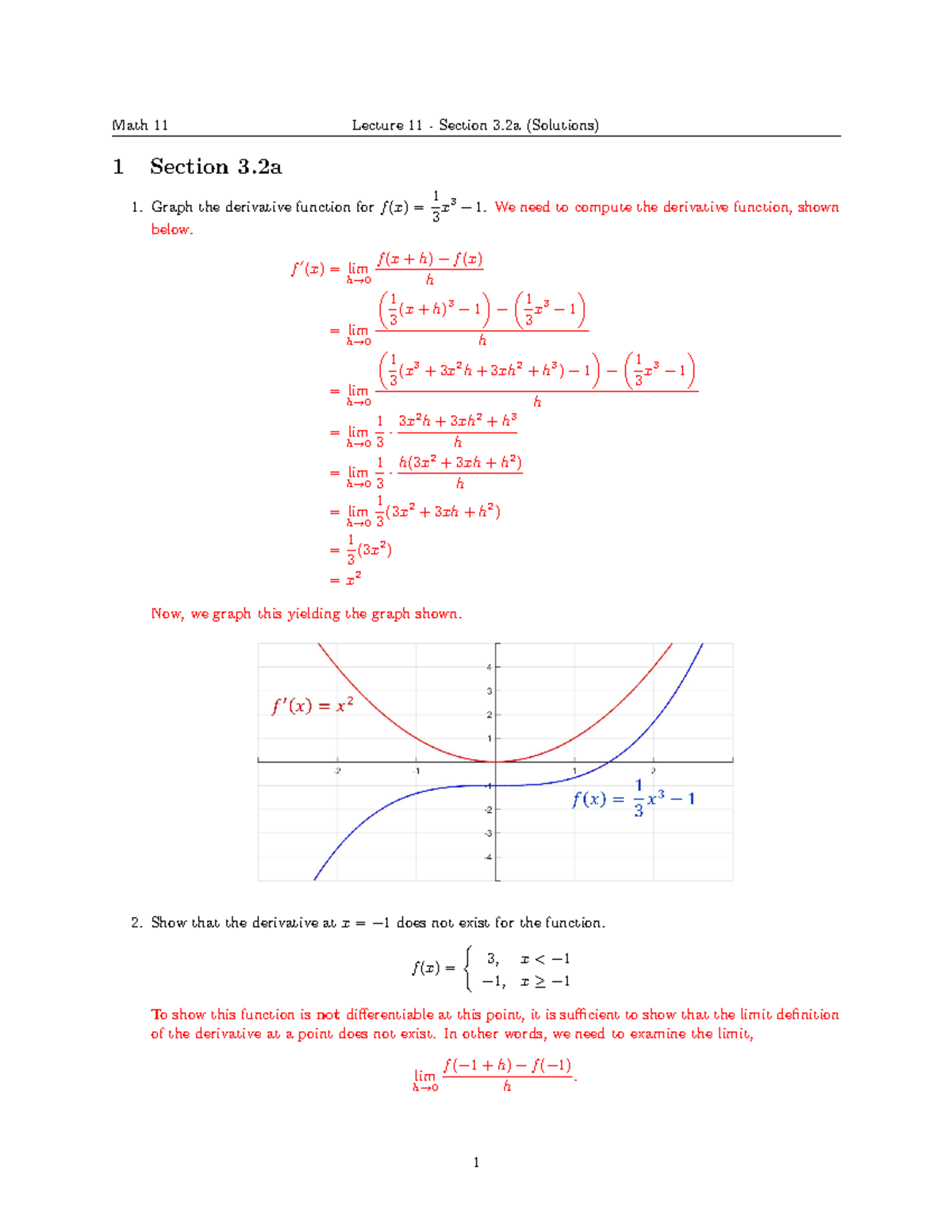 Lecture 11 solutions - Math 11 Lecture 11 - Section 3 (Solutions) 1 ...