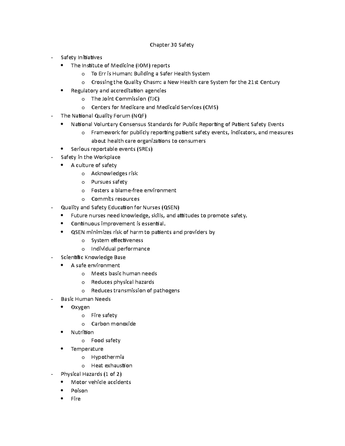 Chapter 30 Safety - Spring 2023 - Chapter 30 Safety Safety Initiatives ...