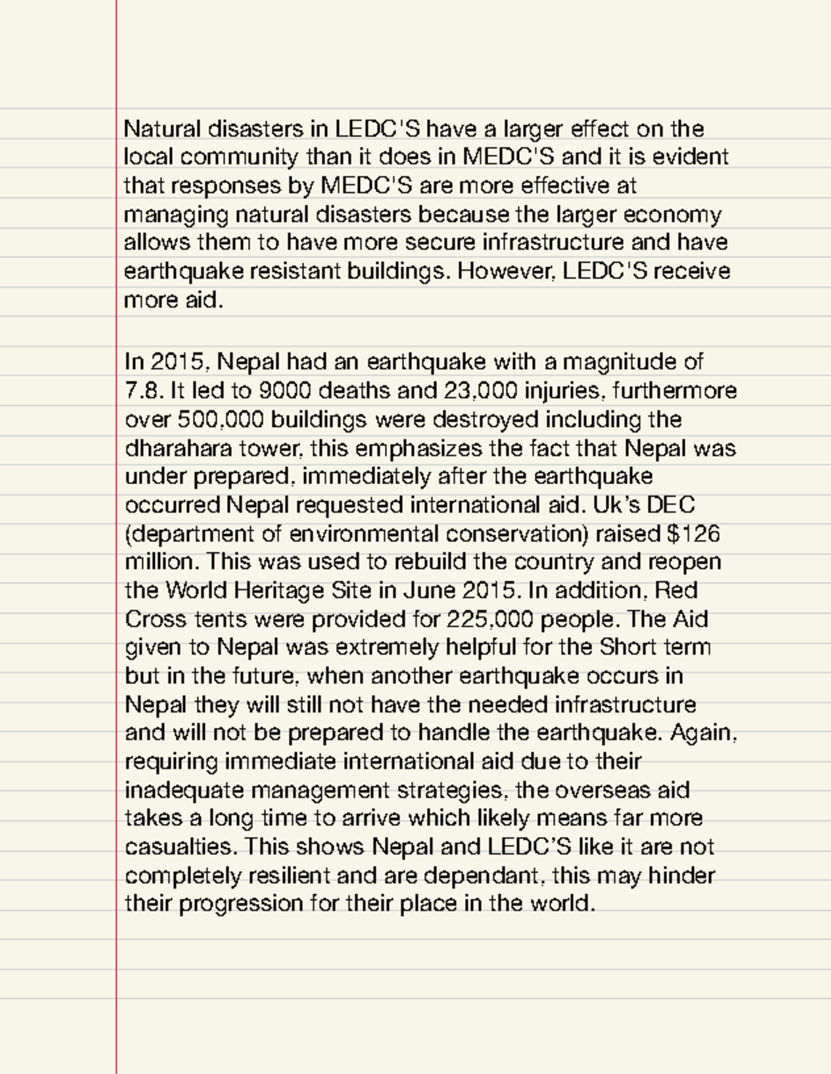 Hazards - Djfjff - Natural disasters in LEDC'S have a larger effect on ...