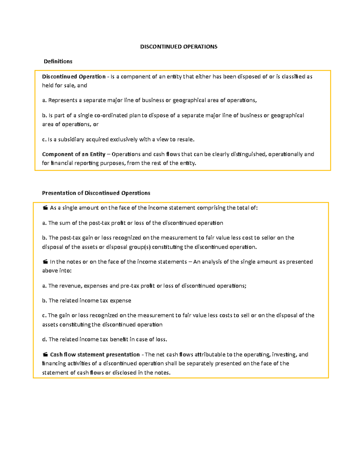 Discontinued Operation - DISCONTINUED OPERATIONS Definitions ...