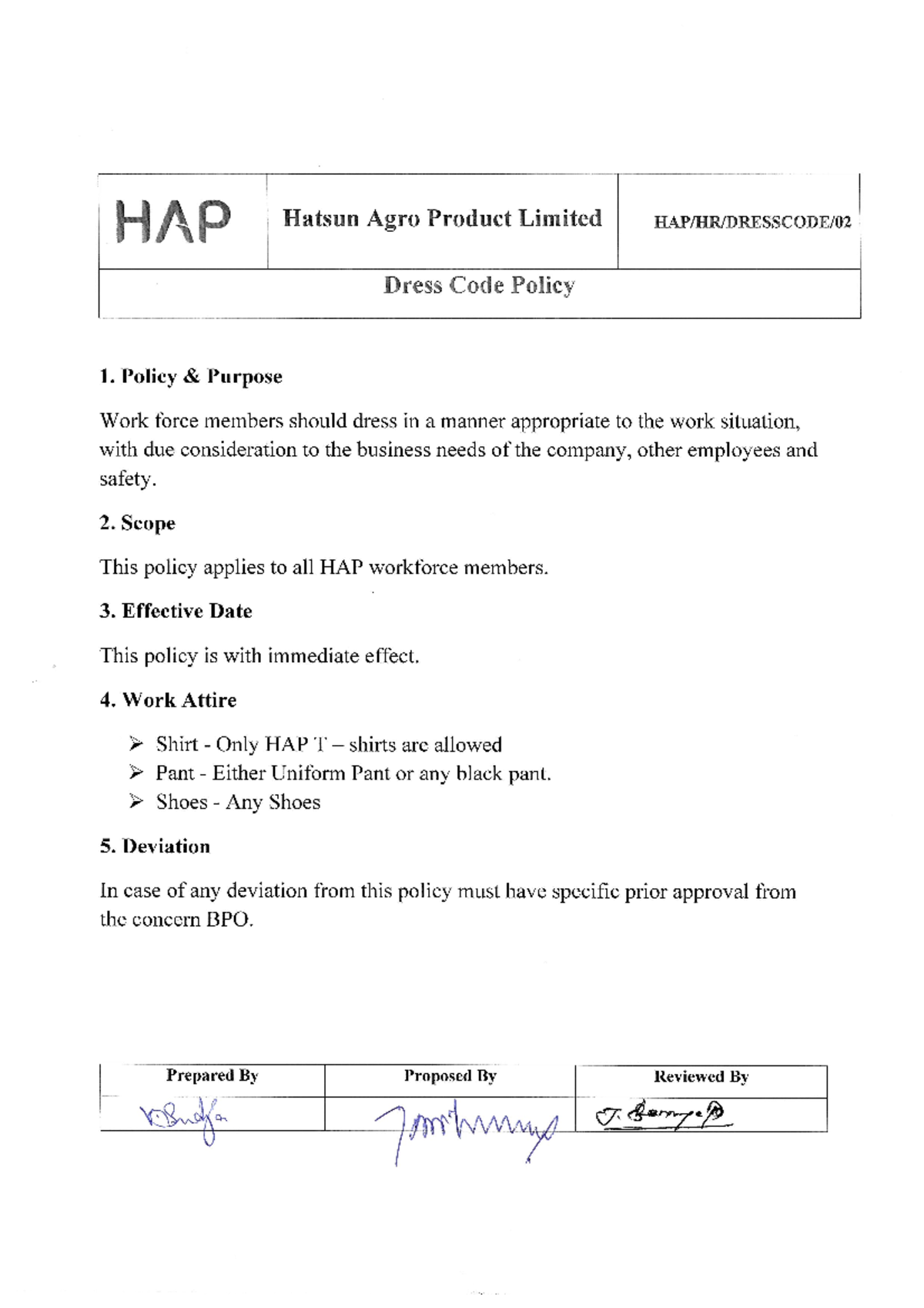 HAP - Dress Code Policy - Civil Engineering - Studocu