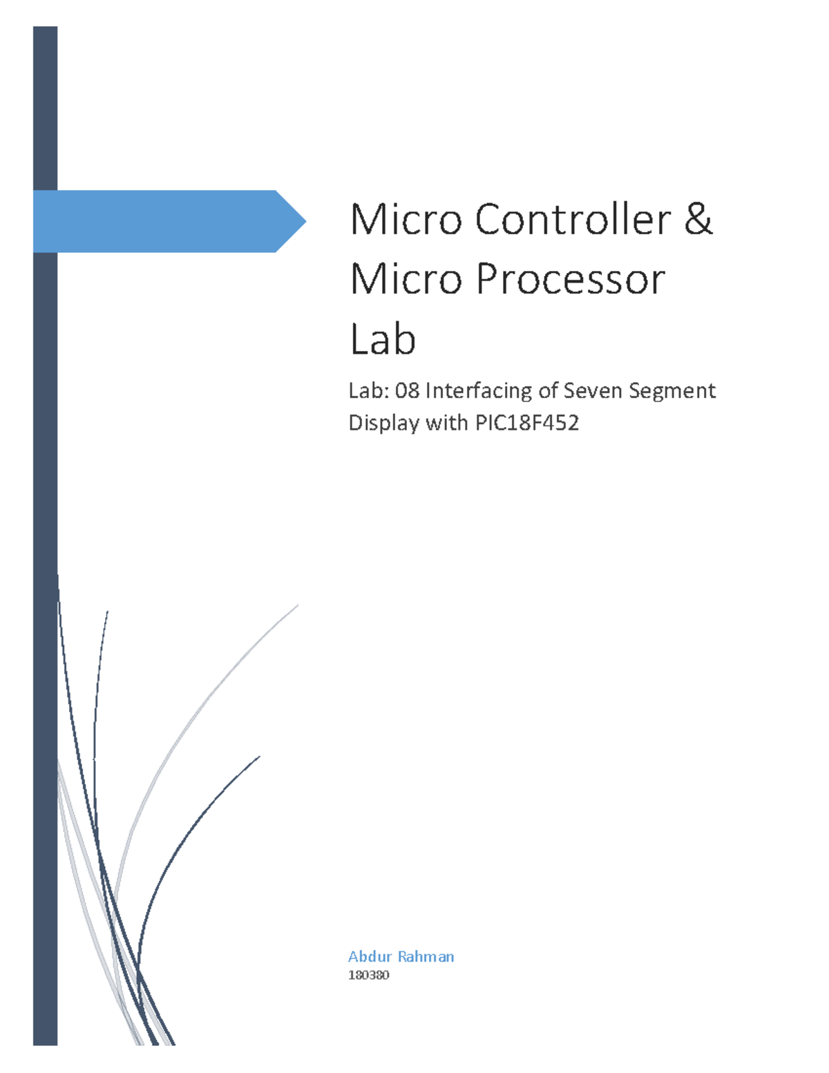 Lab Report 08 Micro Controller And Micro Processor Lab Lab 08