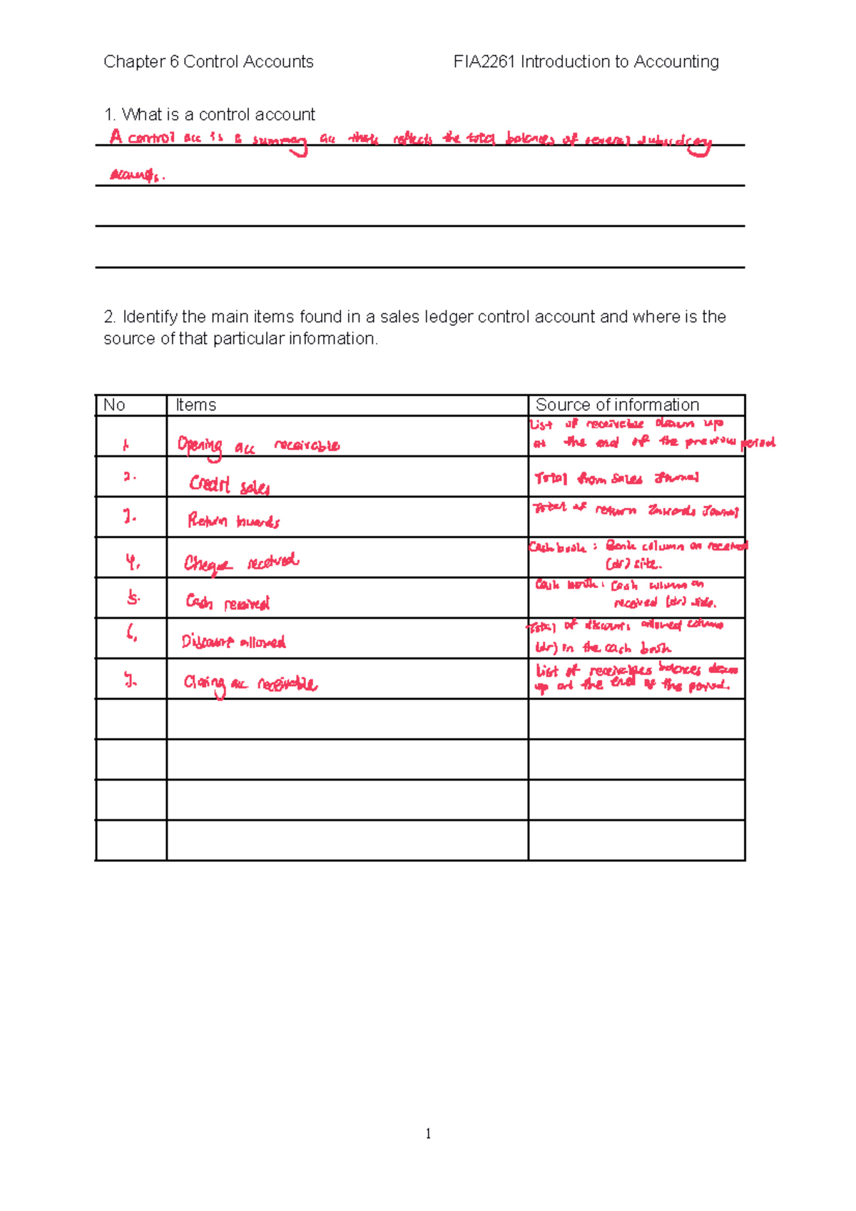 Chapter 6 Tutorial Control Accounts - What is a control account ...