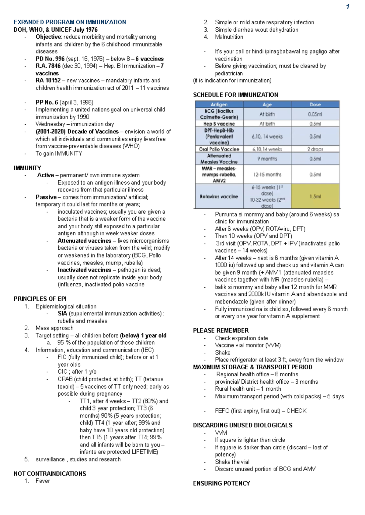 EPI - lecture - 1 EXPANDED PROGRAM ON IMMUNIZATION DOH, WHO, & UNICEF ...