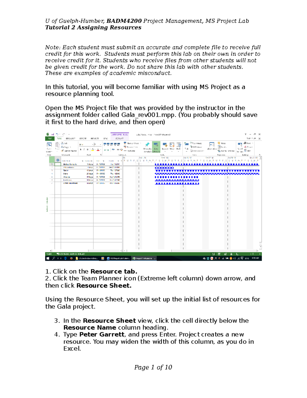 Lab Tutorial 2 Assigning Resources-Eli - Tutorial 2 Assigning Resources Note: Each student must ...