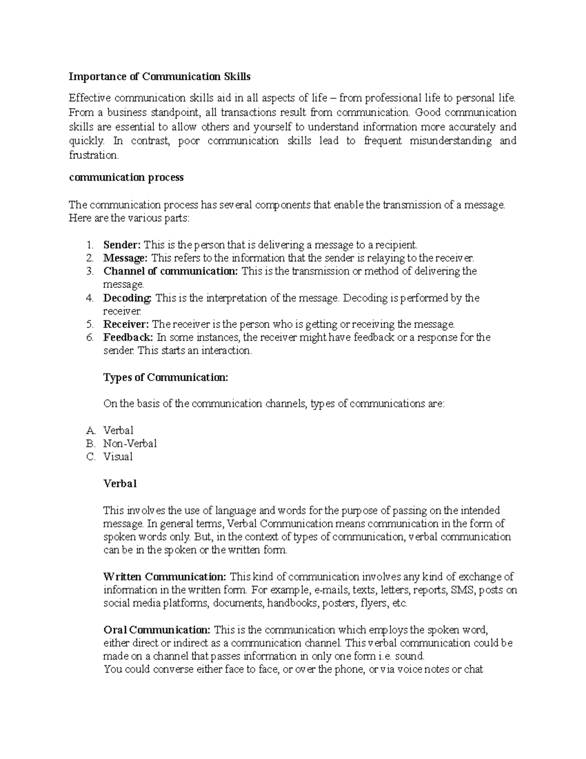 Communication skills - Lecture notes 2 - Importance of Communication ...