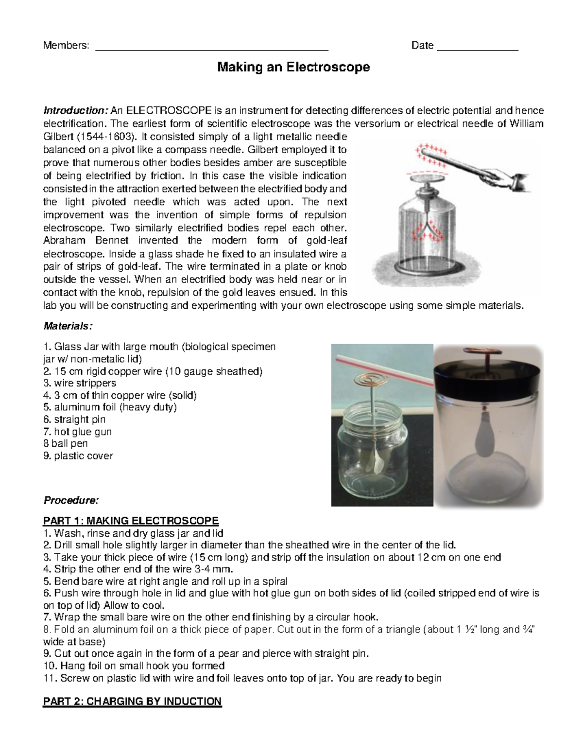 Activity 1 Making an Electroscope - Members ...