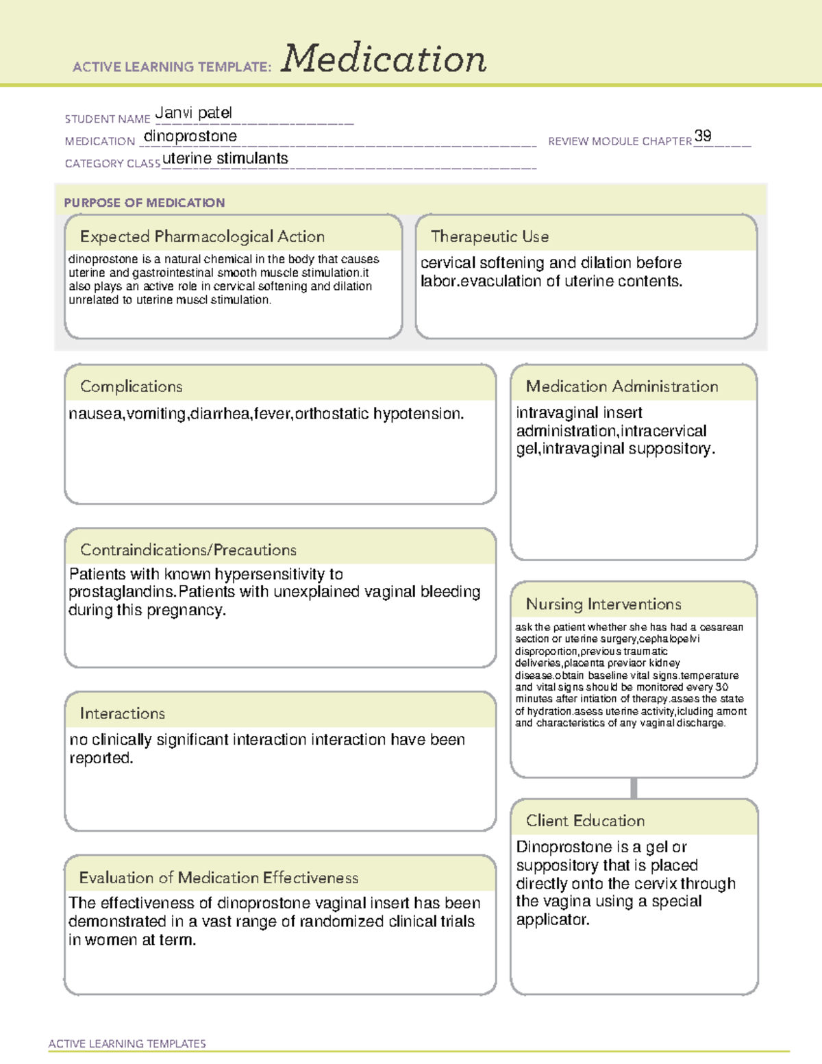 Medication blank drug 5 - ACTIVE LEARNING TEMPLATES Medication STUDENT ...