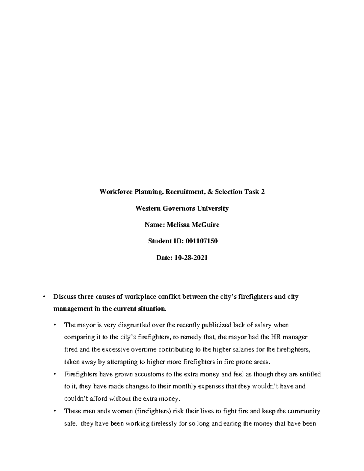 Workforcetask 2 - task 2 - C234 - WGU - Studocu