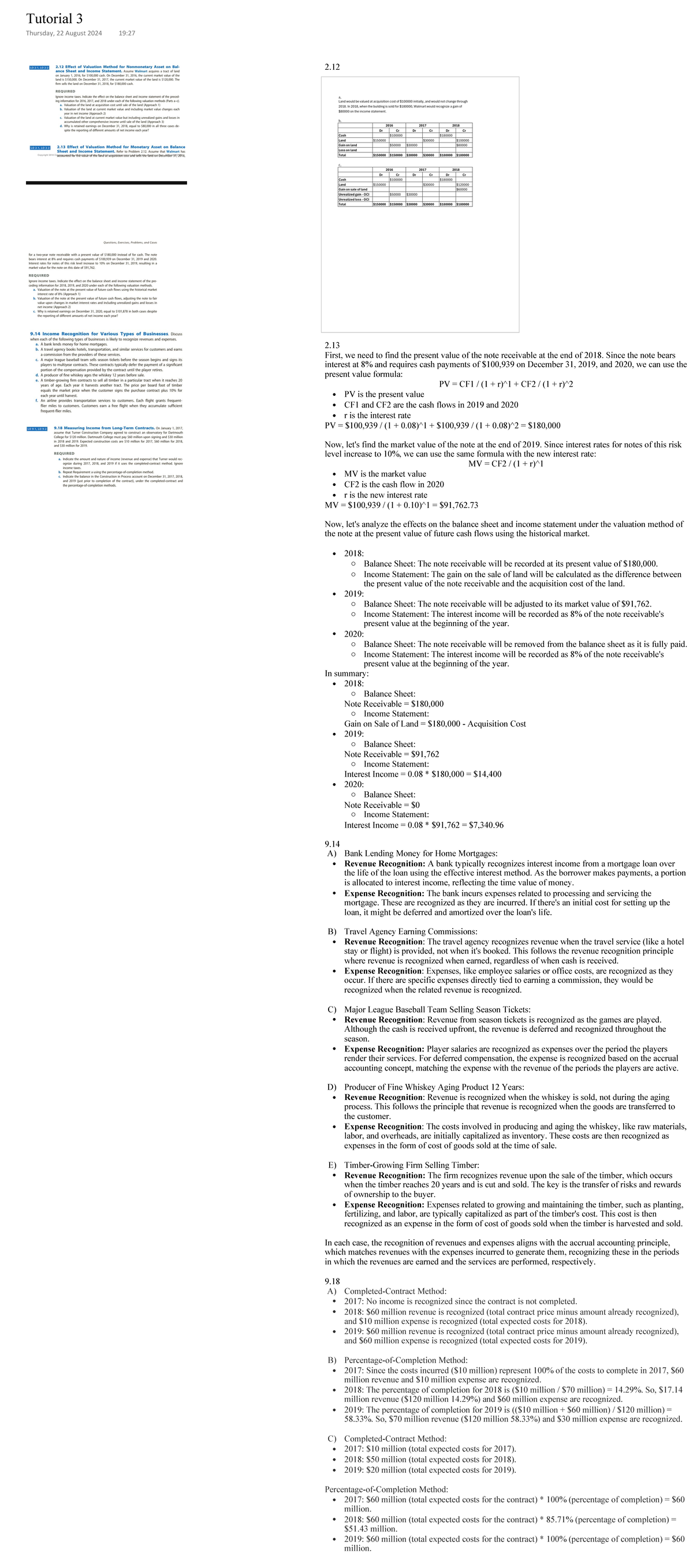 Tutorial 3 - Fsa tut 3 - 2. 2. First, we need to find the present value of the note receivable ...