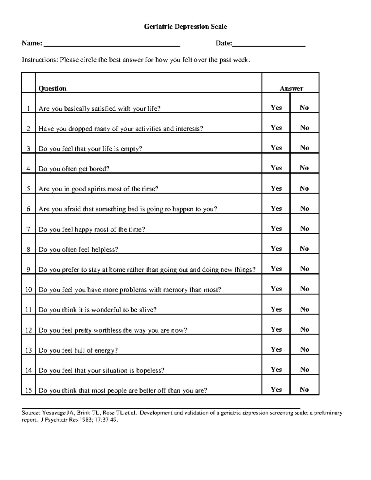 Geriatric Depression Scale: Key Insights and Applications - Geriatric ...