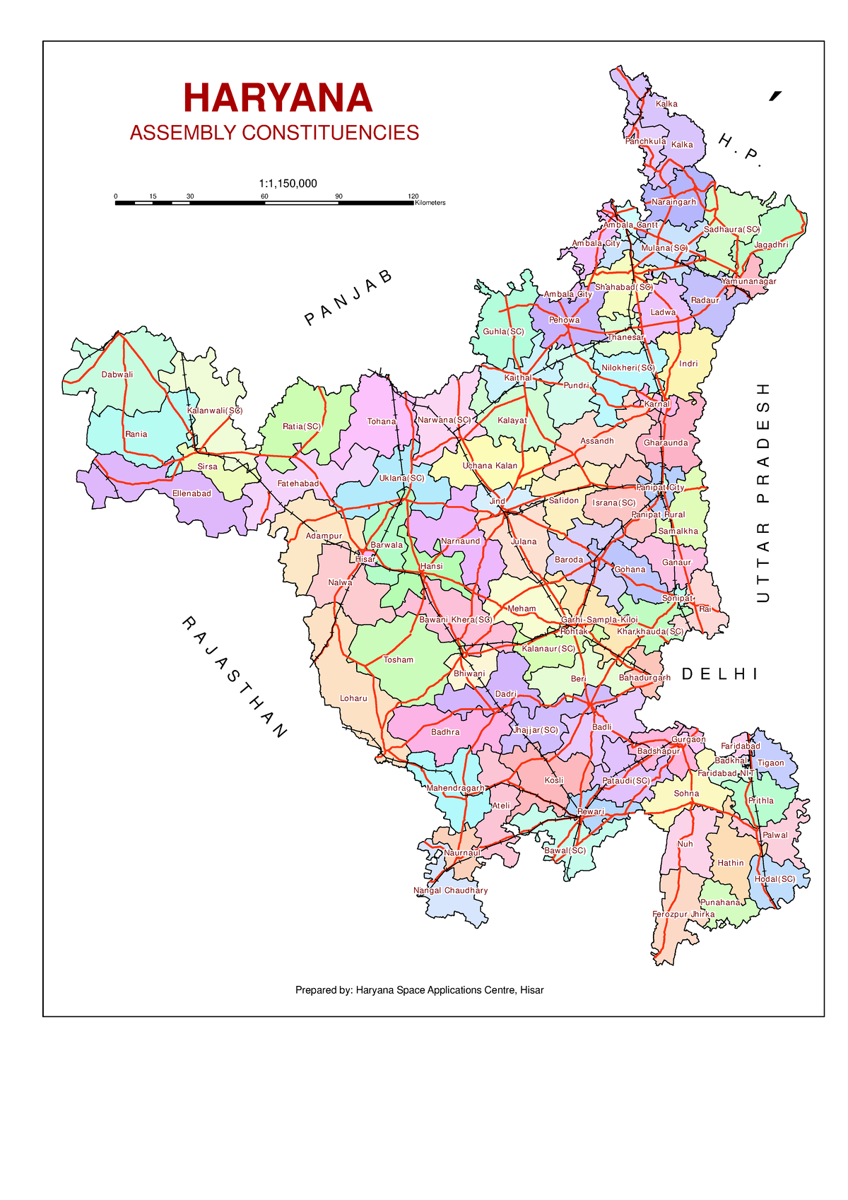Map of Haryana - arm - ####### Loharu ####### Rania ####### Tosham ...