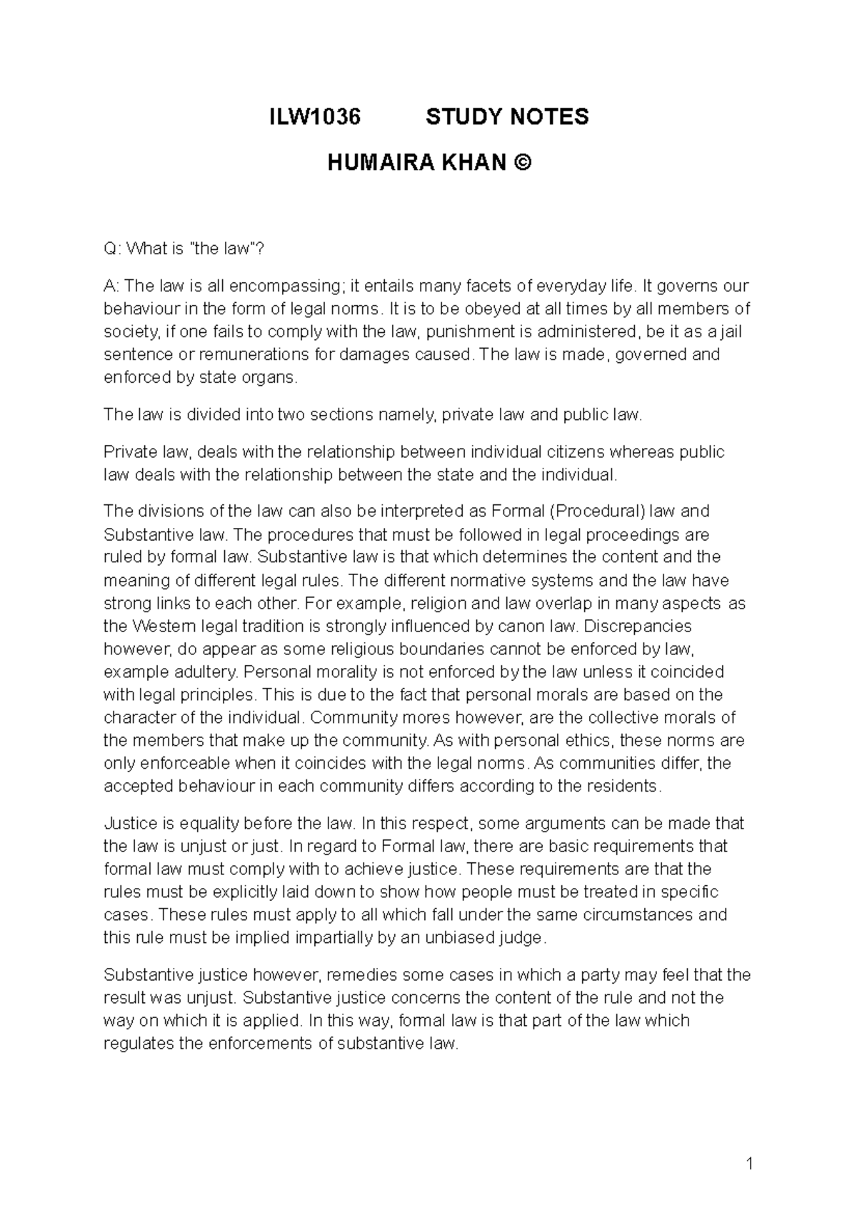 ILW1501-6 Study- Notes Introduction to law - ILW1501 - Unisa - Studocu