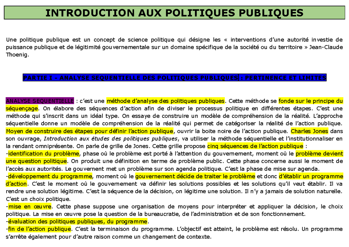 Introduction aux Politiques Publiques - INTRODUCTION AUX POLITIQUES ...