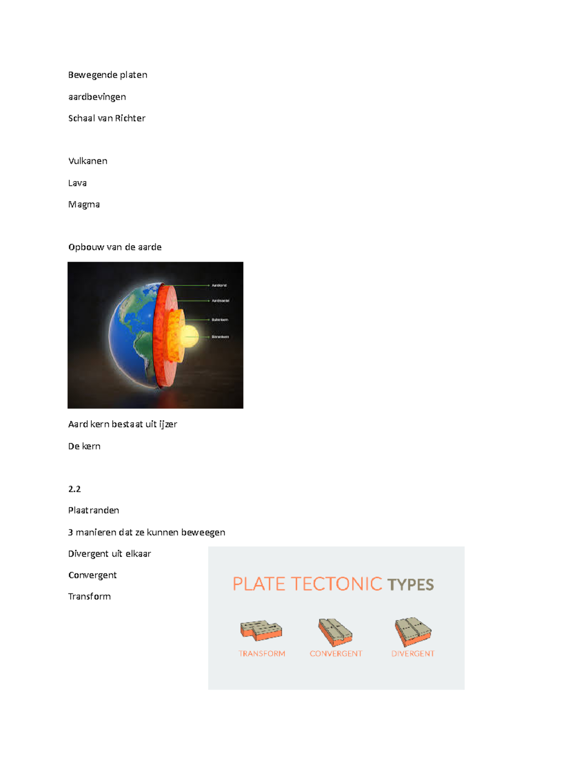 Ak aantekeningen 1 - aardrijkskunden vulkanen soorten en aardplaten ...