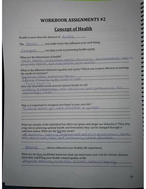 Wkbk #3 - Health 1000 workbook assignments - HLTH 1000 - Studocu