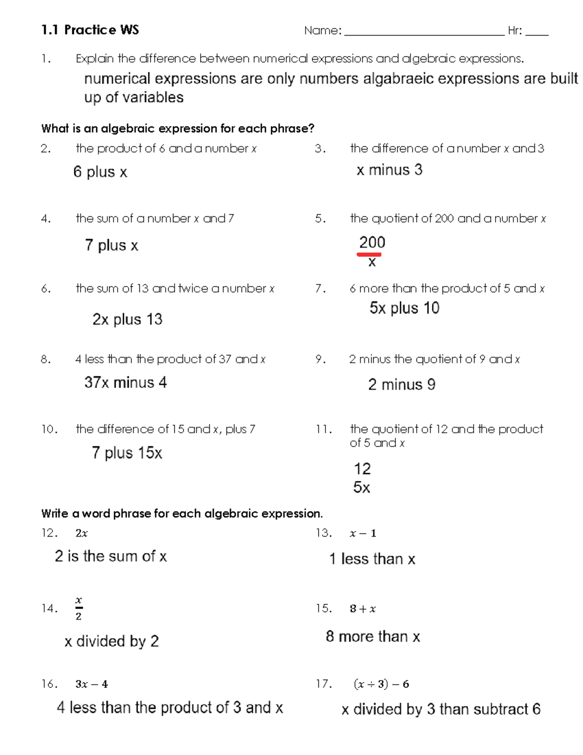 1.1 WS (2) - this is a math ws ...
