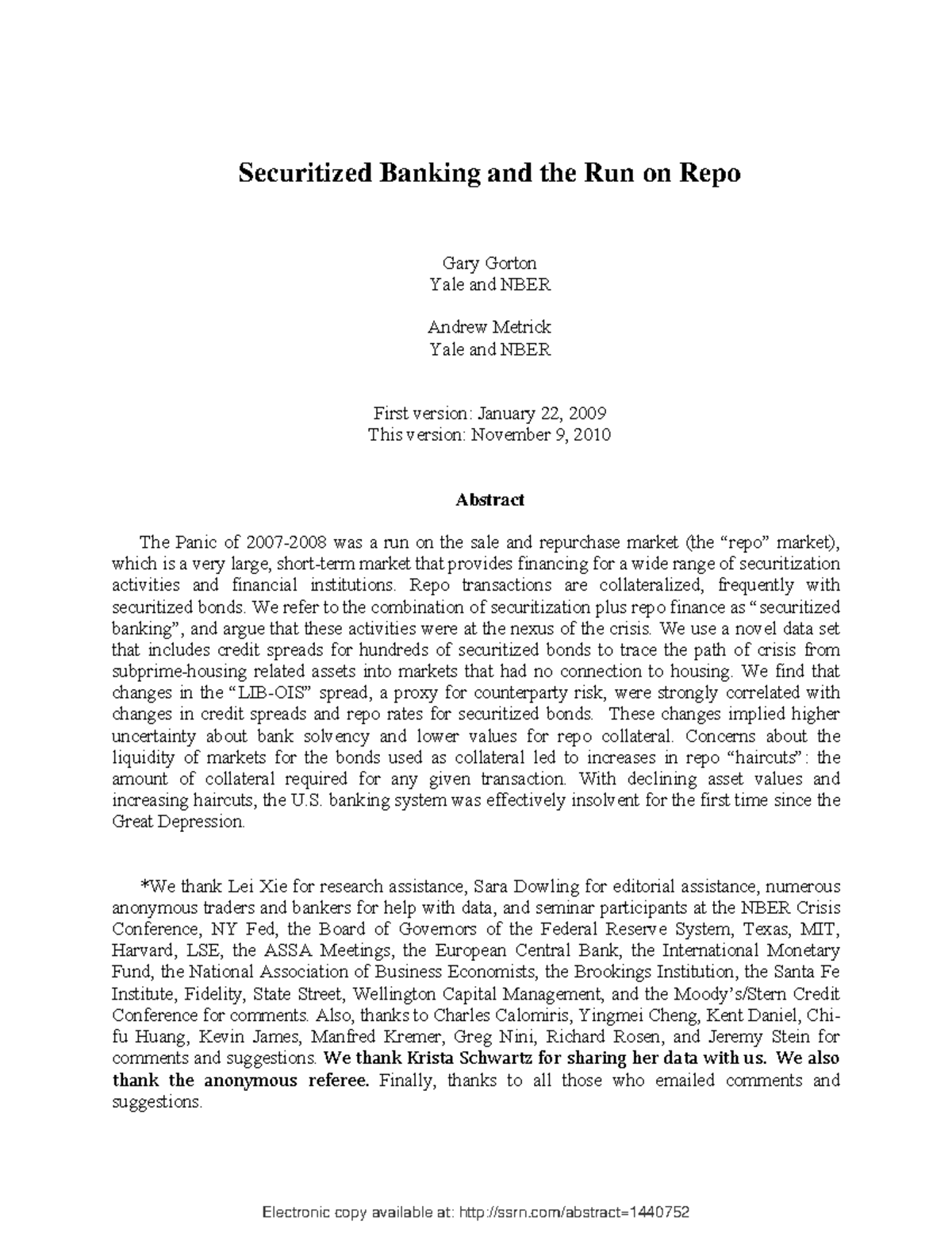 Gorton Metrick - Primary Sources - Electronic copy available at: ssrn ...