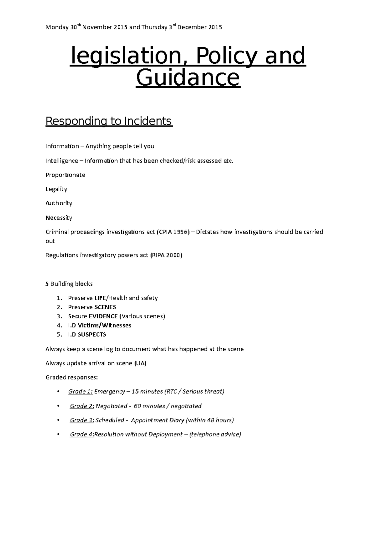LPG - Week 9 - Lecture notes 9 - legislation, Policy and Guidance ...