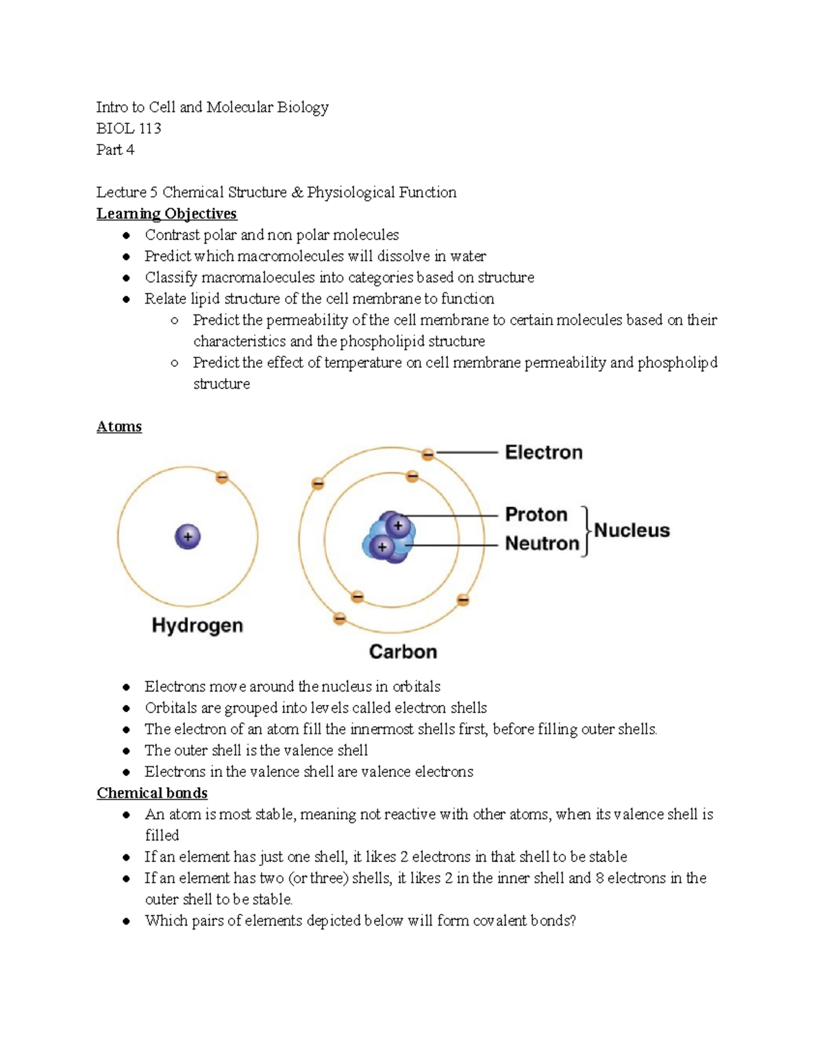 Intro to Cell and Molecular Bio 113 Lecture Notes Part 4 - Dr. Sarah ...