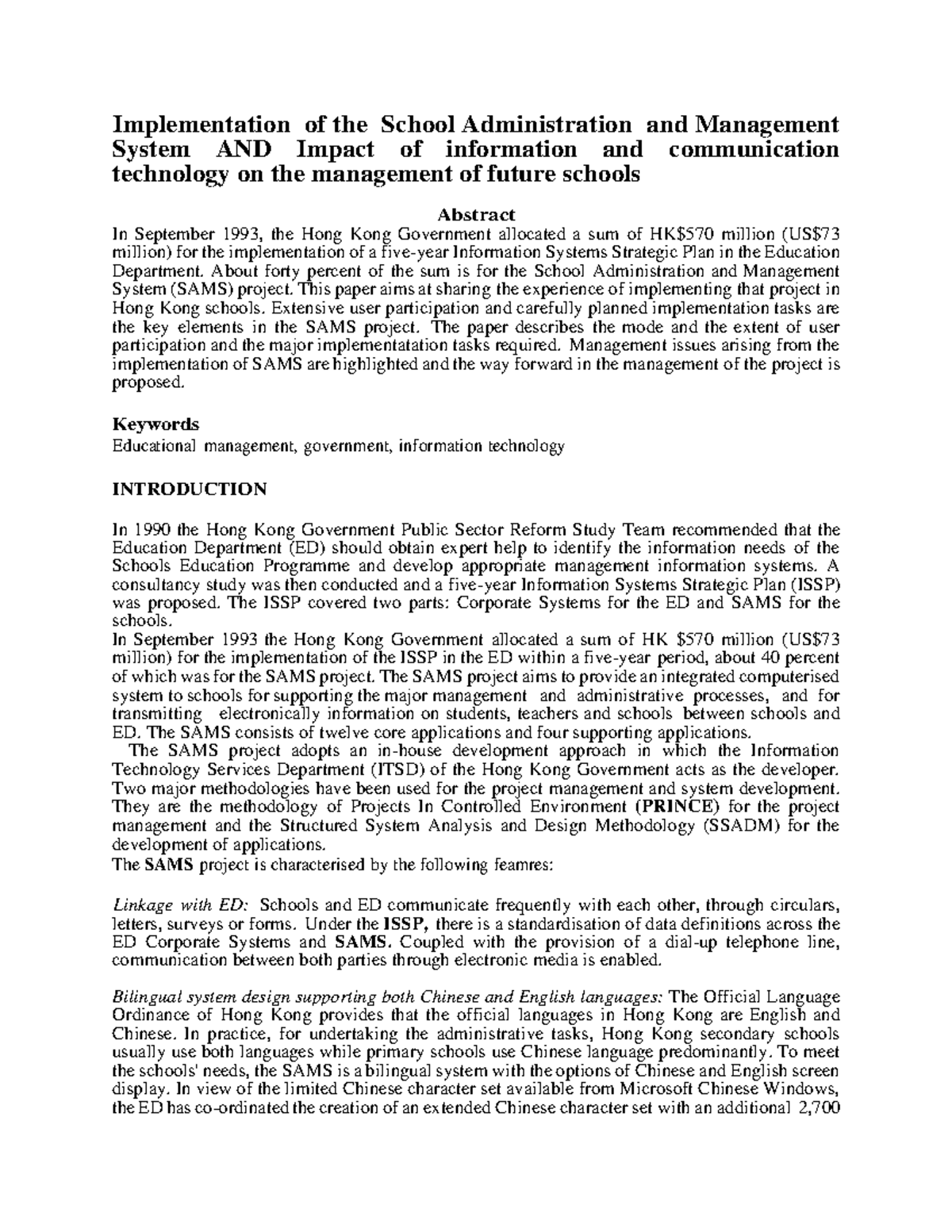 Implementation of the School Administration and Management System AND ...