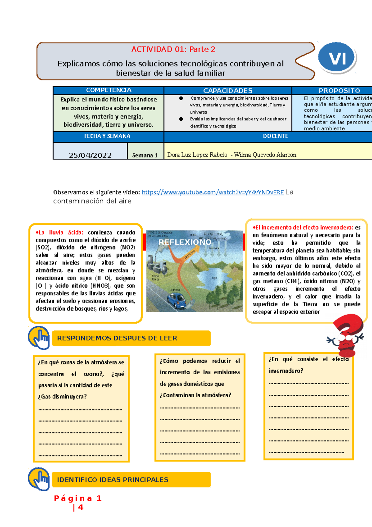 1°2º ACT 1 CYT EDA 2 Parte 2 - COMPETENCIA CAPACIDADES PROPOSITO Explica el mundo físico ...