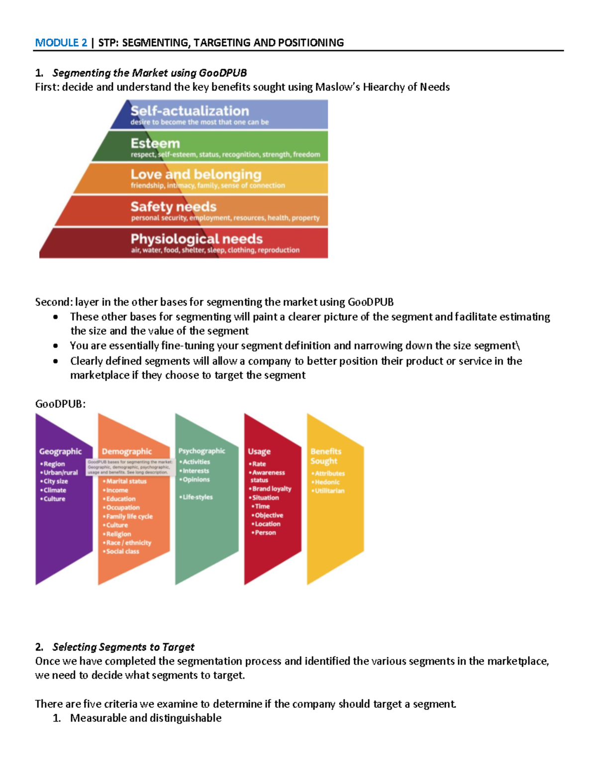 Lecture 2 - CMKT 300 lec 2 - MODULE 2 | STP: SEGMENTING, TARGETING AND ...