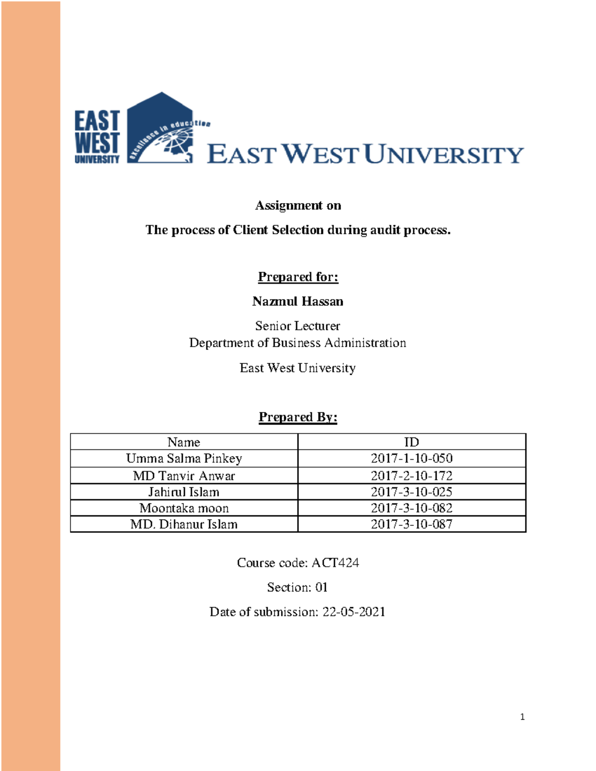 Client Selection procedure - Assignment on The process of Client ...