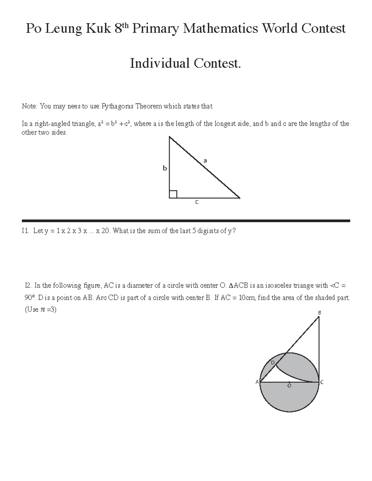 8th Individual - math problems - Po Leung Kuk 8 th Primary Mathematics ...