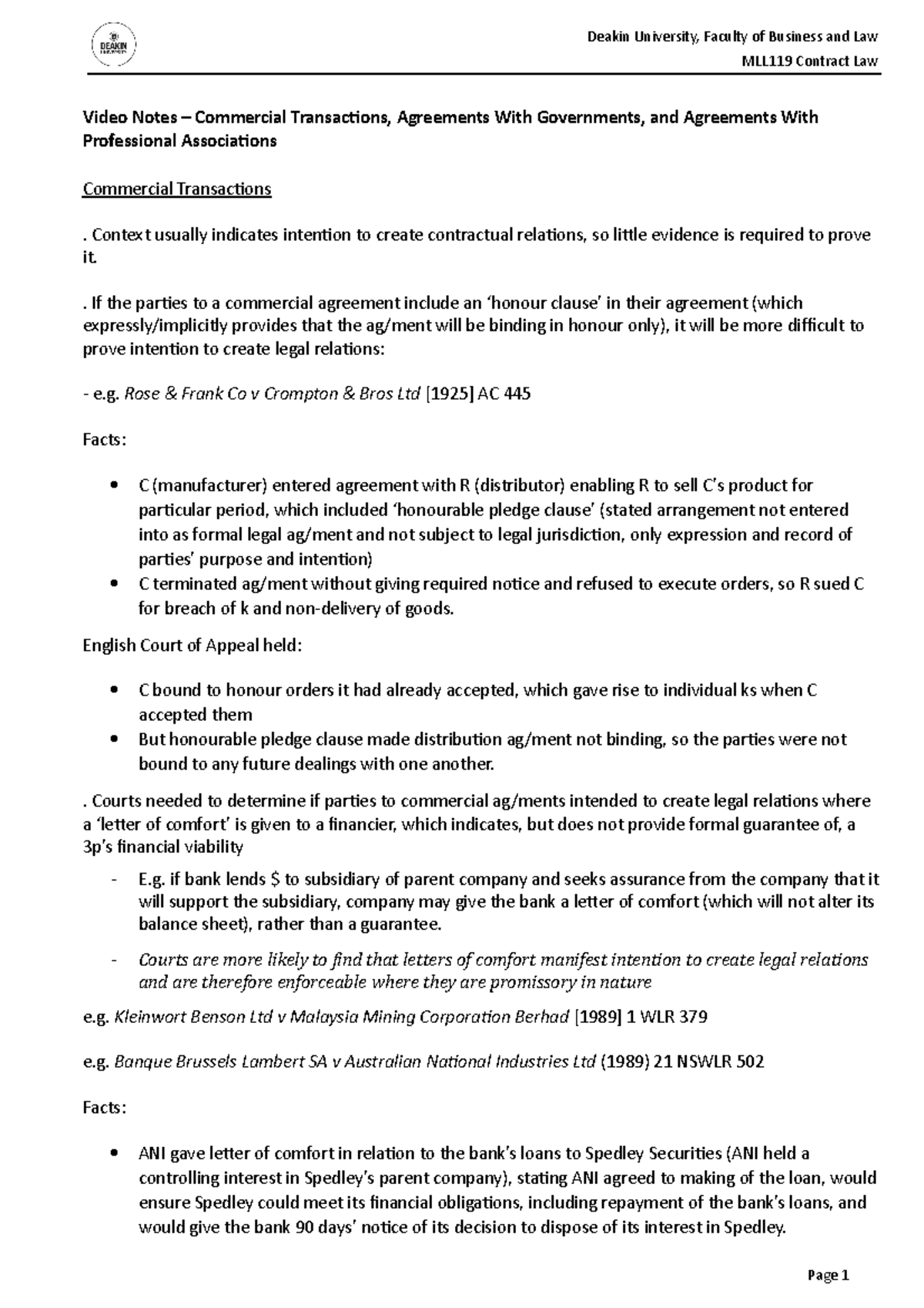 Video Notes - week 4.3 - Video Notes – Commercial Transactions ...