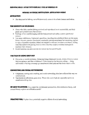Module 21 - CHEAT SHEET - PSY 150 - Studocu