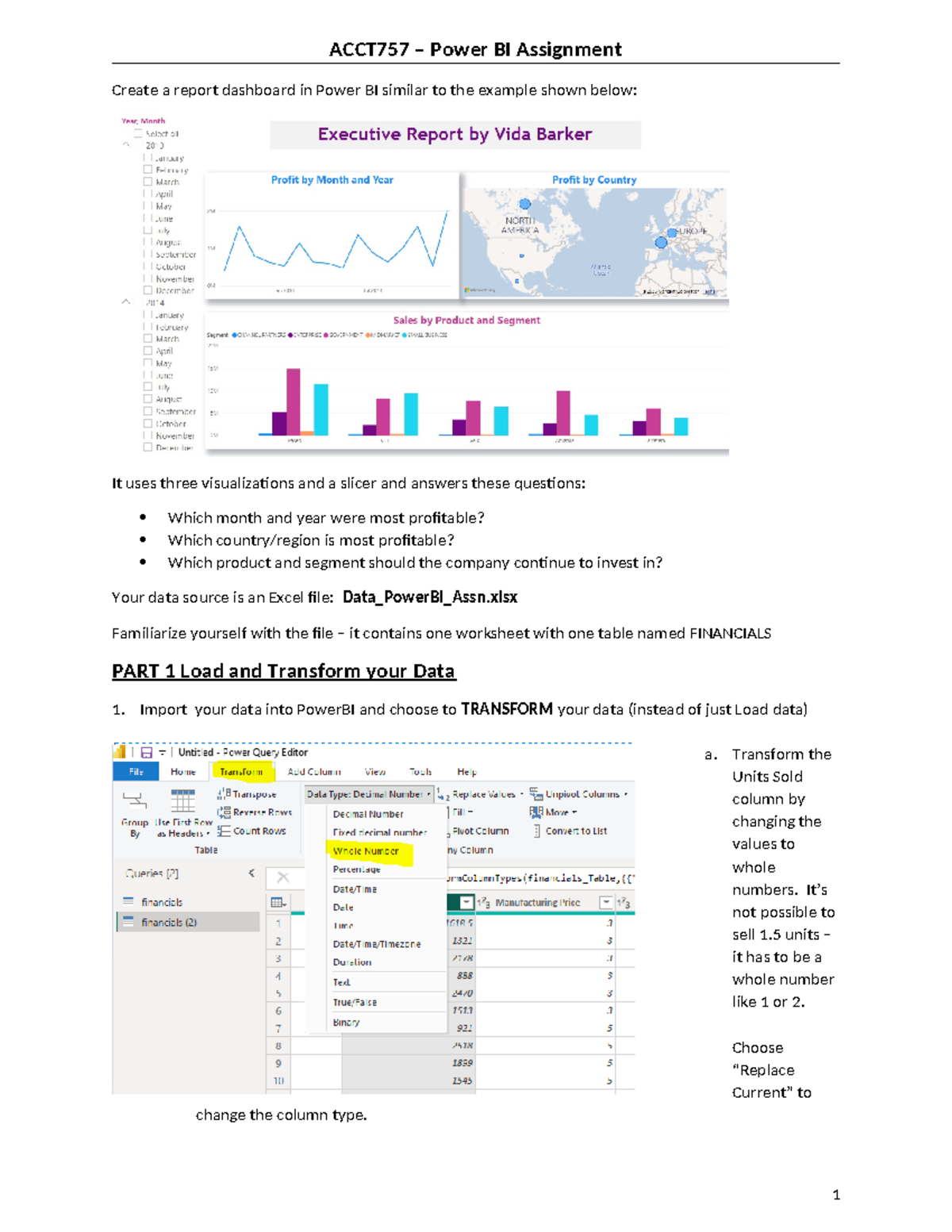 Acct757 Power Bi Assignment 4 Acct757 Power Bi Assignment Create A Report Dashboard In Power