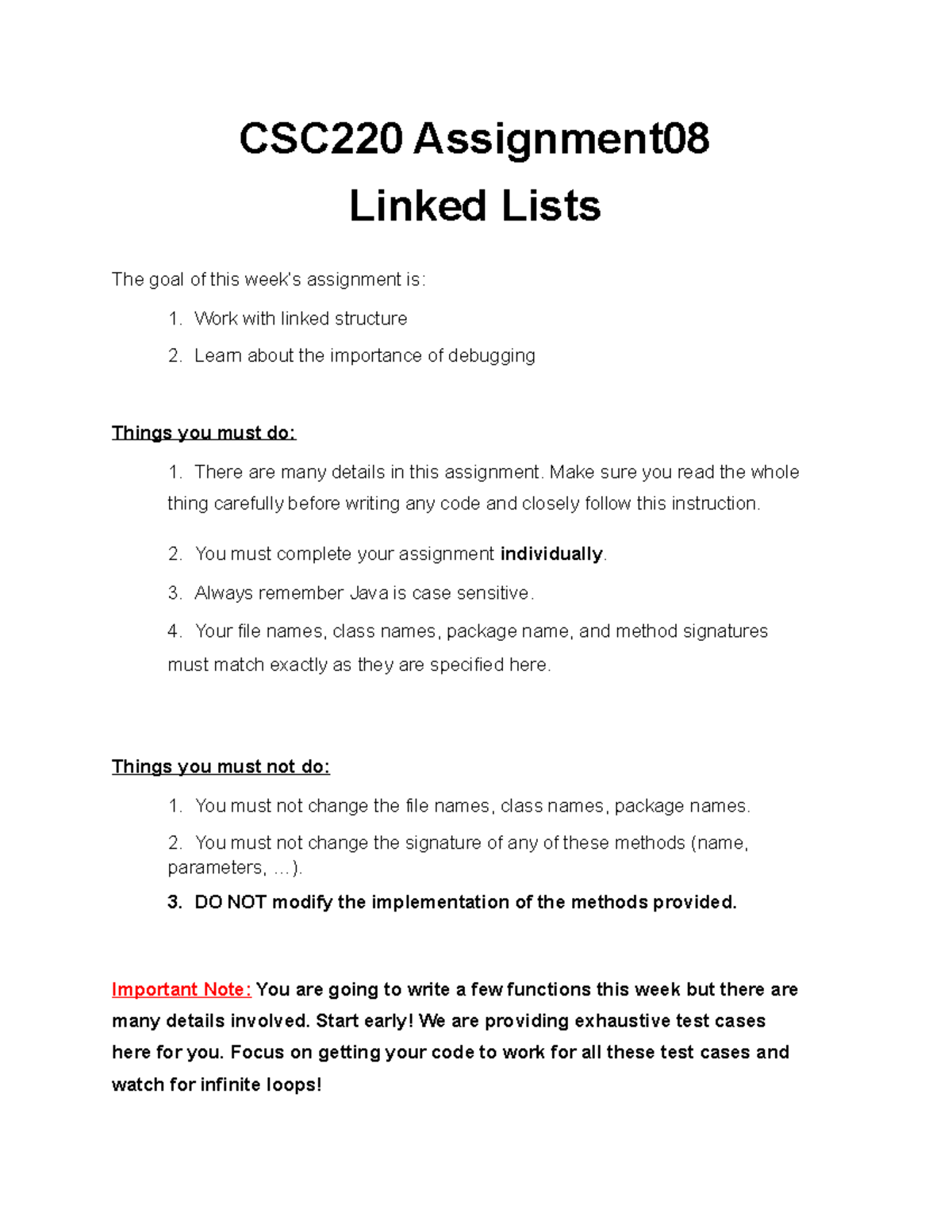 Assignment 08-Linked List - CSC 220 - University of Miami - Studocu