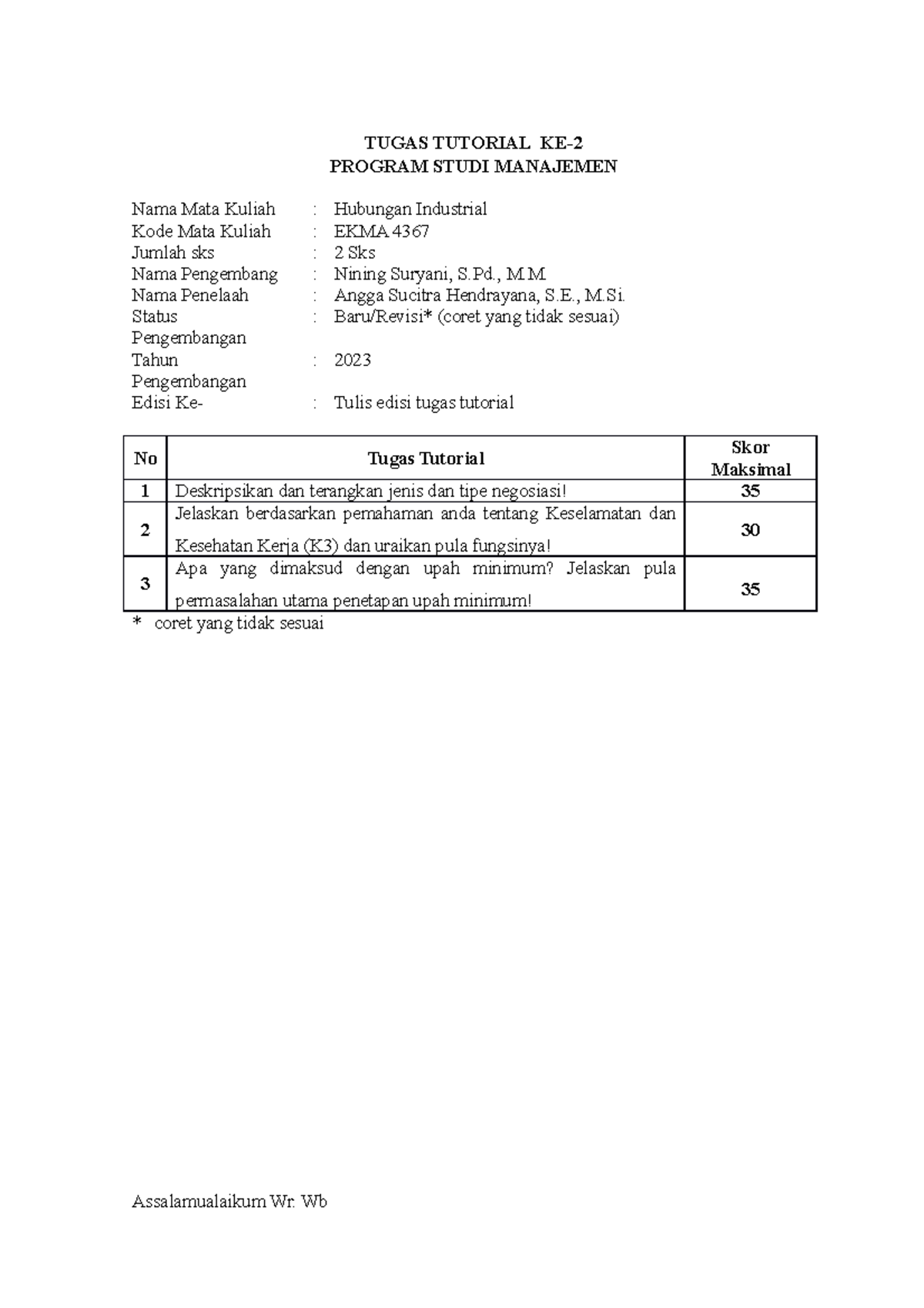 Tugas Tutorial 2 Hubungan Industrial - TUGAS TUTORIAL KE- 2 PROGRAM ...