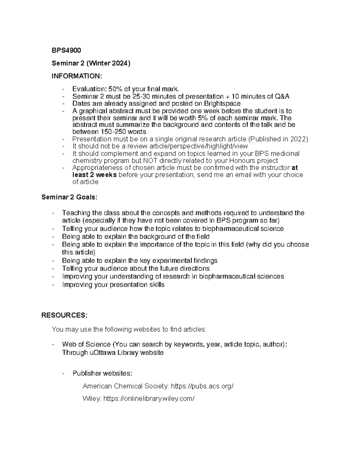 Seminar 2 Winter 2024 Info and Instructions - BPS Seminar 2 (Winter ...