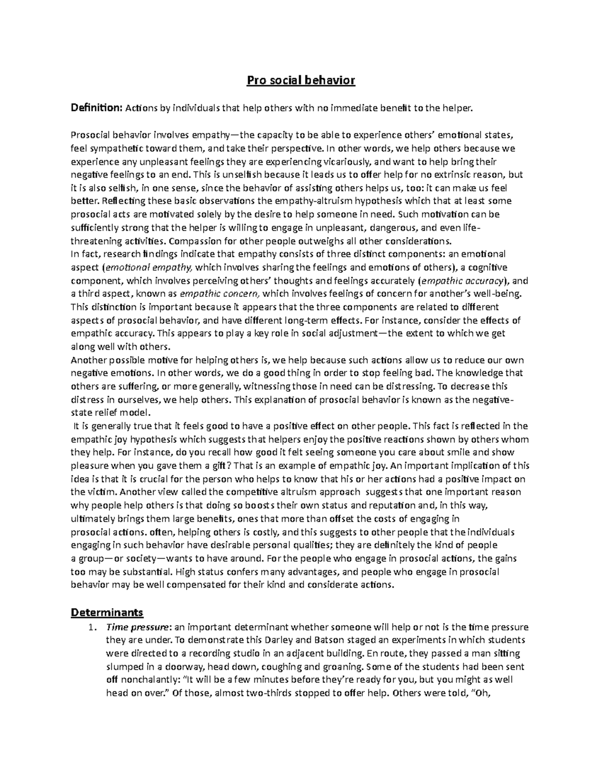 Pro social behavior - Psychology notes - Pro social behavior Definition ...