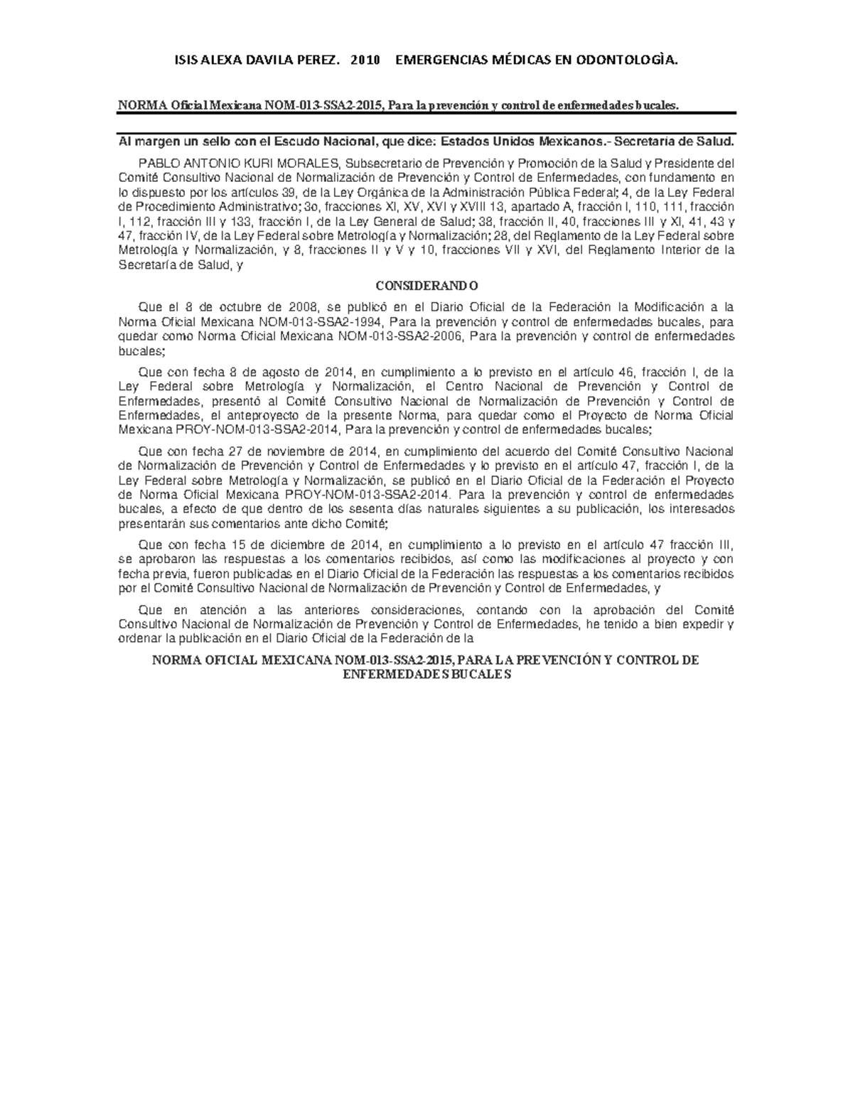 Normas oficiales de la federacion - NORMA Oficial Mexicana NOM- 013 ...