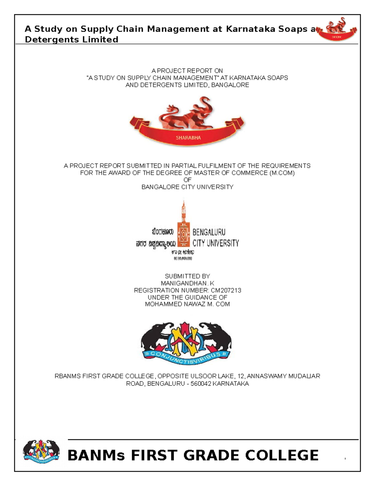 Mani - test - A Study on Supply Chain Management at Karnataka Soaps and ...