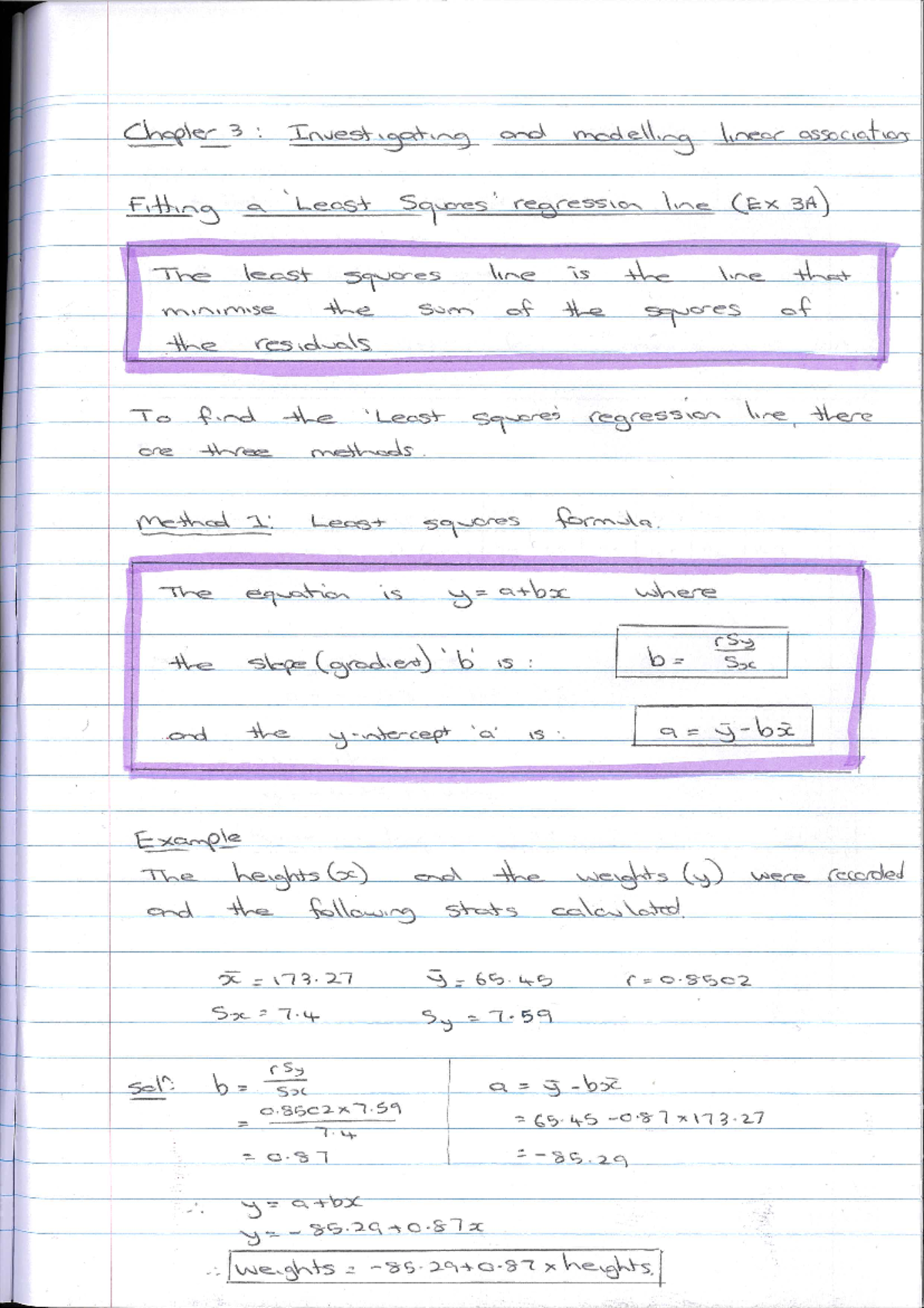 Ex 3A notes - linear regression - Chapler 3 : Invest gating and ...