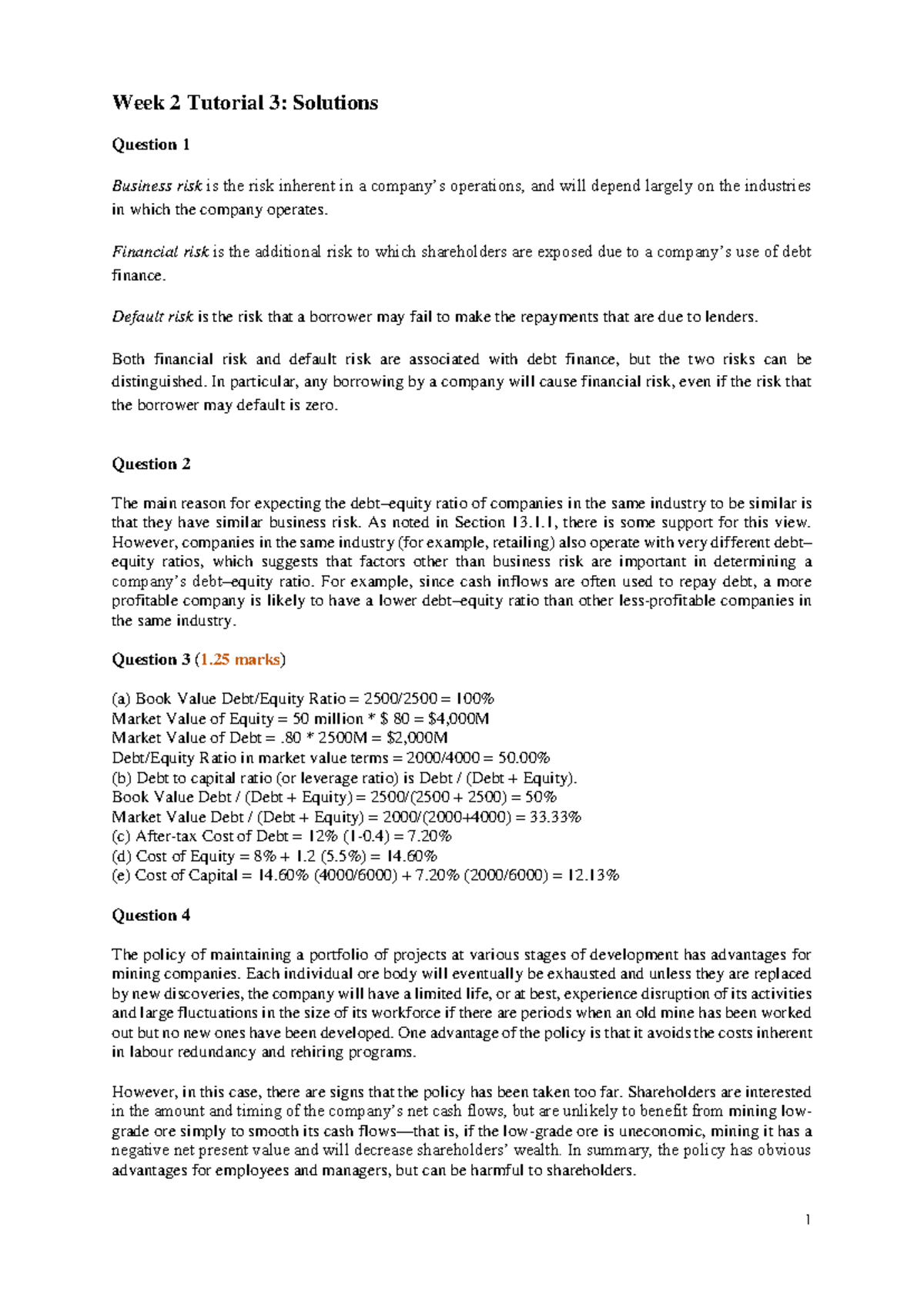 Week 2 Tutorial 3 Tutorial Solutions - 1 Week 2 Tutorial 3: Solutions ...