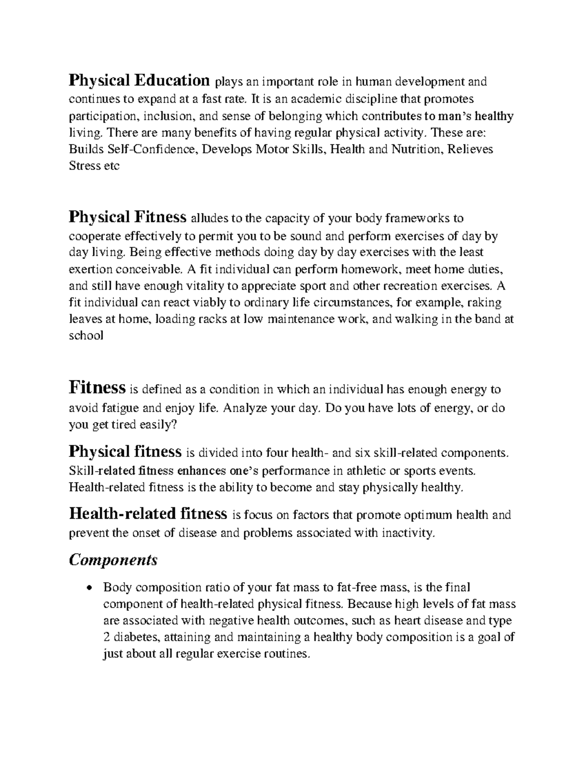 Introduction to Pathfit - Physical Activity towards Health and Fitness - DHVSU - Studocu